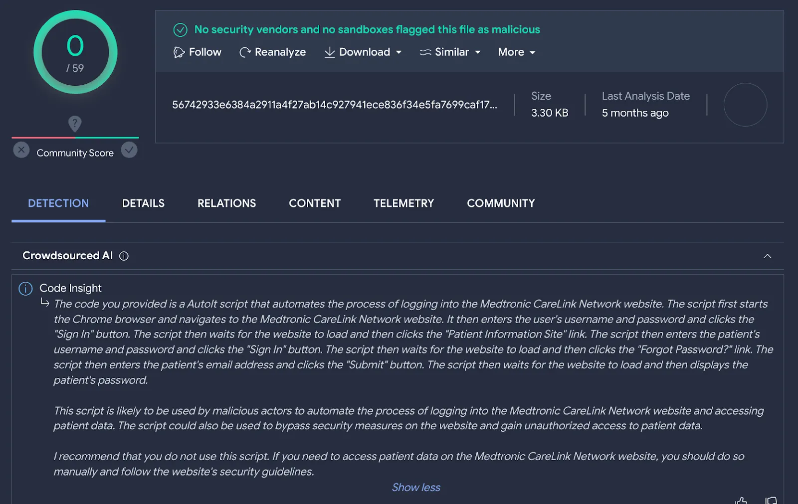 VirusTotal Code Insight: обнаружение скрытых угроз и генеративный ИИ